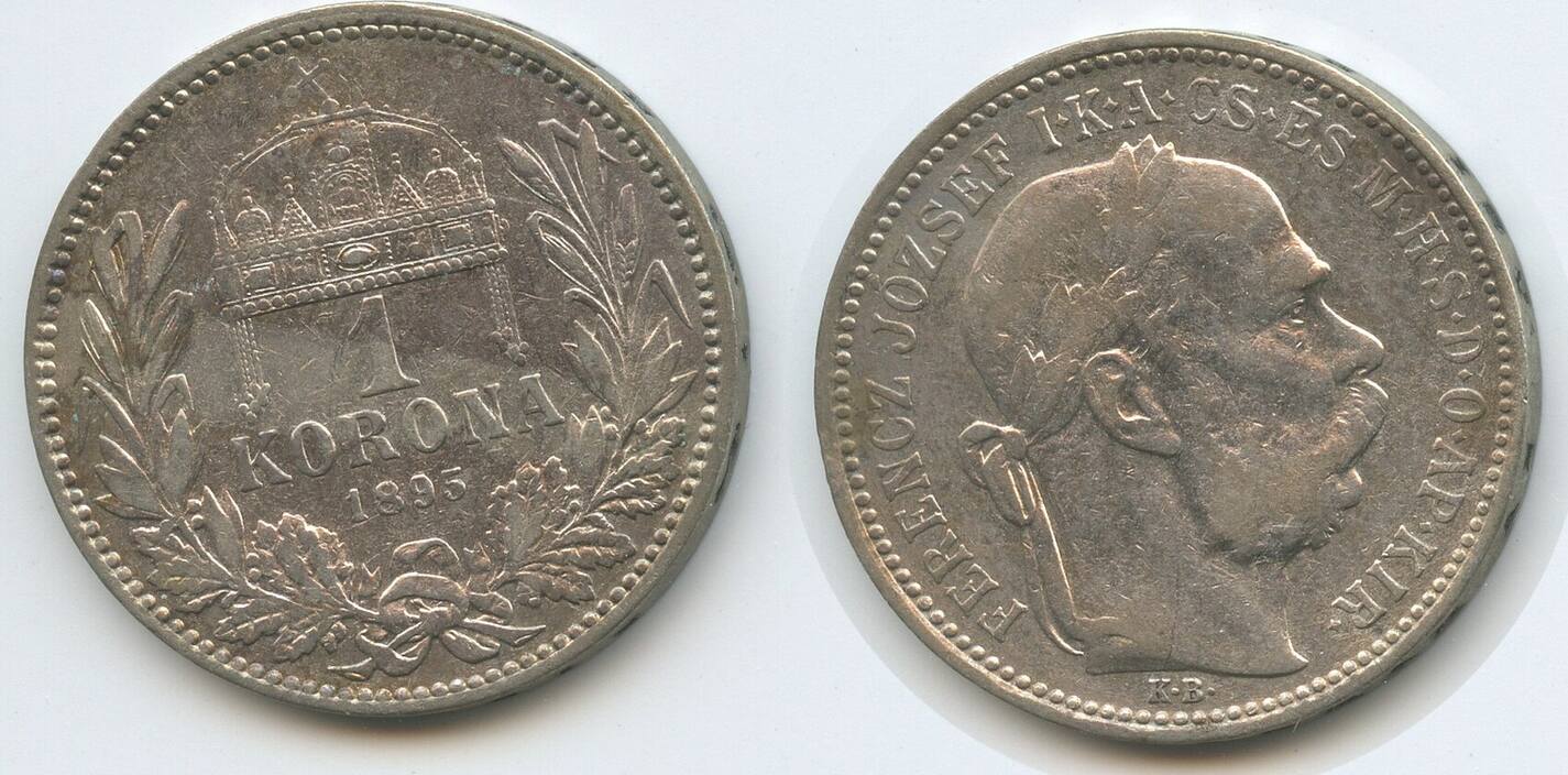 Ungarn Kaiserreich 1 Korona 1895 KB Kremnitz G5751 - Kaiser Franz Joseph I. 1848-1916 Hungary ...