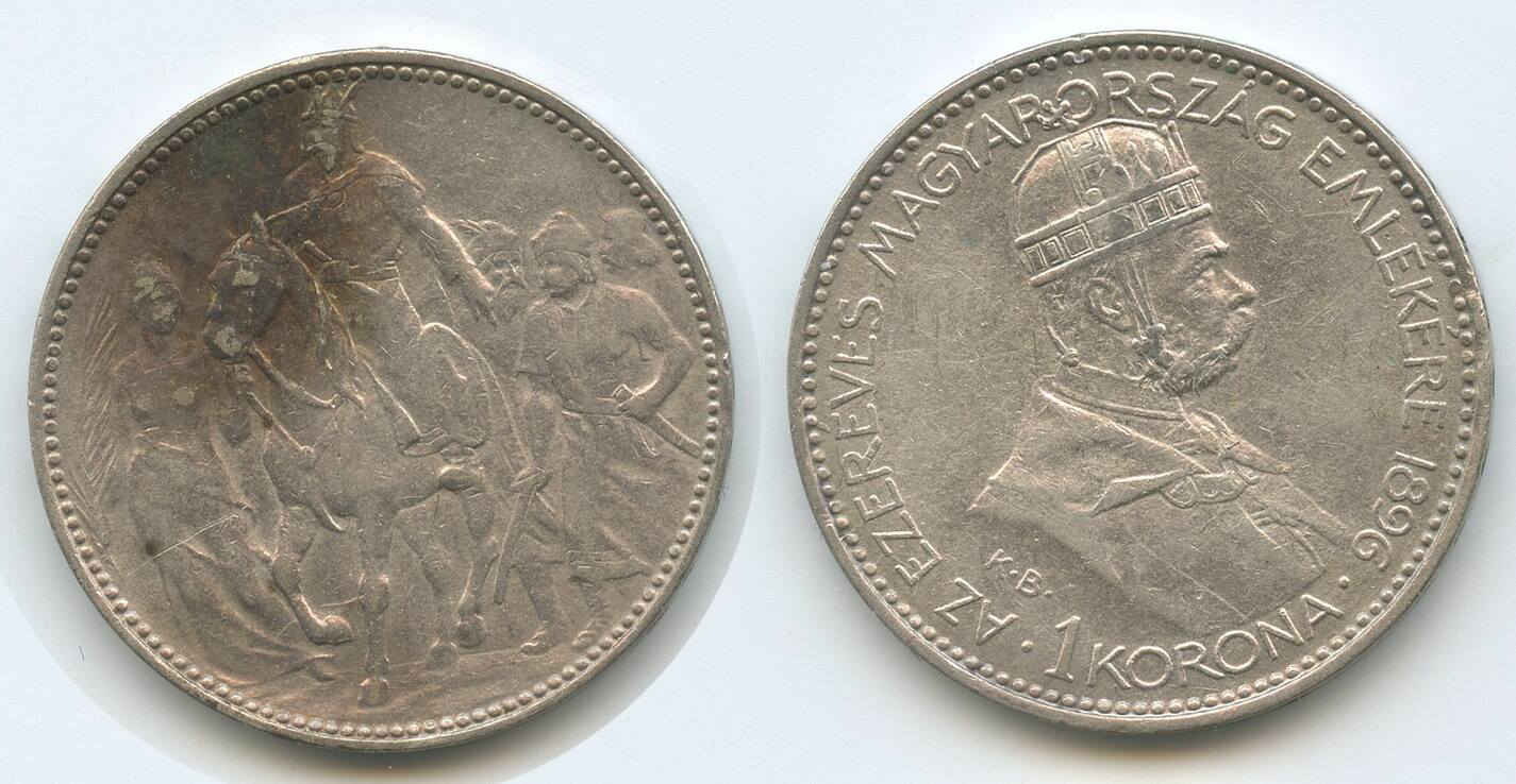 Ungarn Kaiserreich 1 Korona (Krone) 1896 KB Kremnitz G5682 - 1000-Jahrfeier Ungarn - Magyar ...