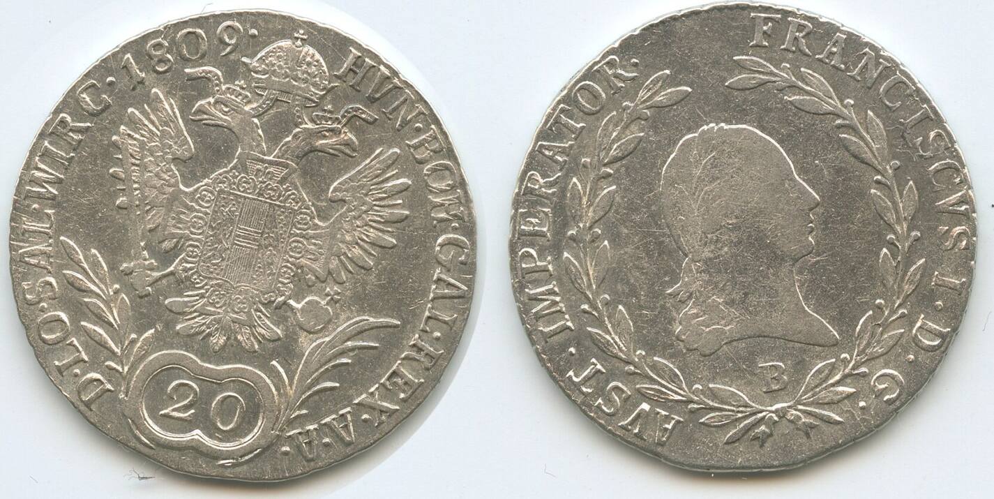 RDR Österreich Ungarn 20 Kreuzer 1809 B Kremnitz H0213 - Franz II. 1792-1835 Austria Sehr Schön ...