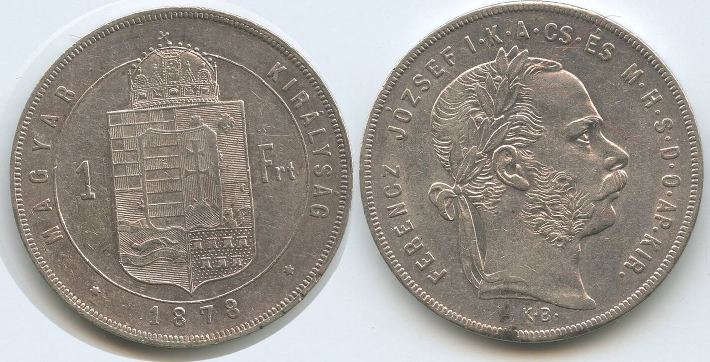 Ungarn Kaiserreich 1 Forint 1878 KB Kremnitz G5655 - Franz Joseph I. 1848-1916 Österreich ...