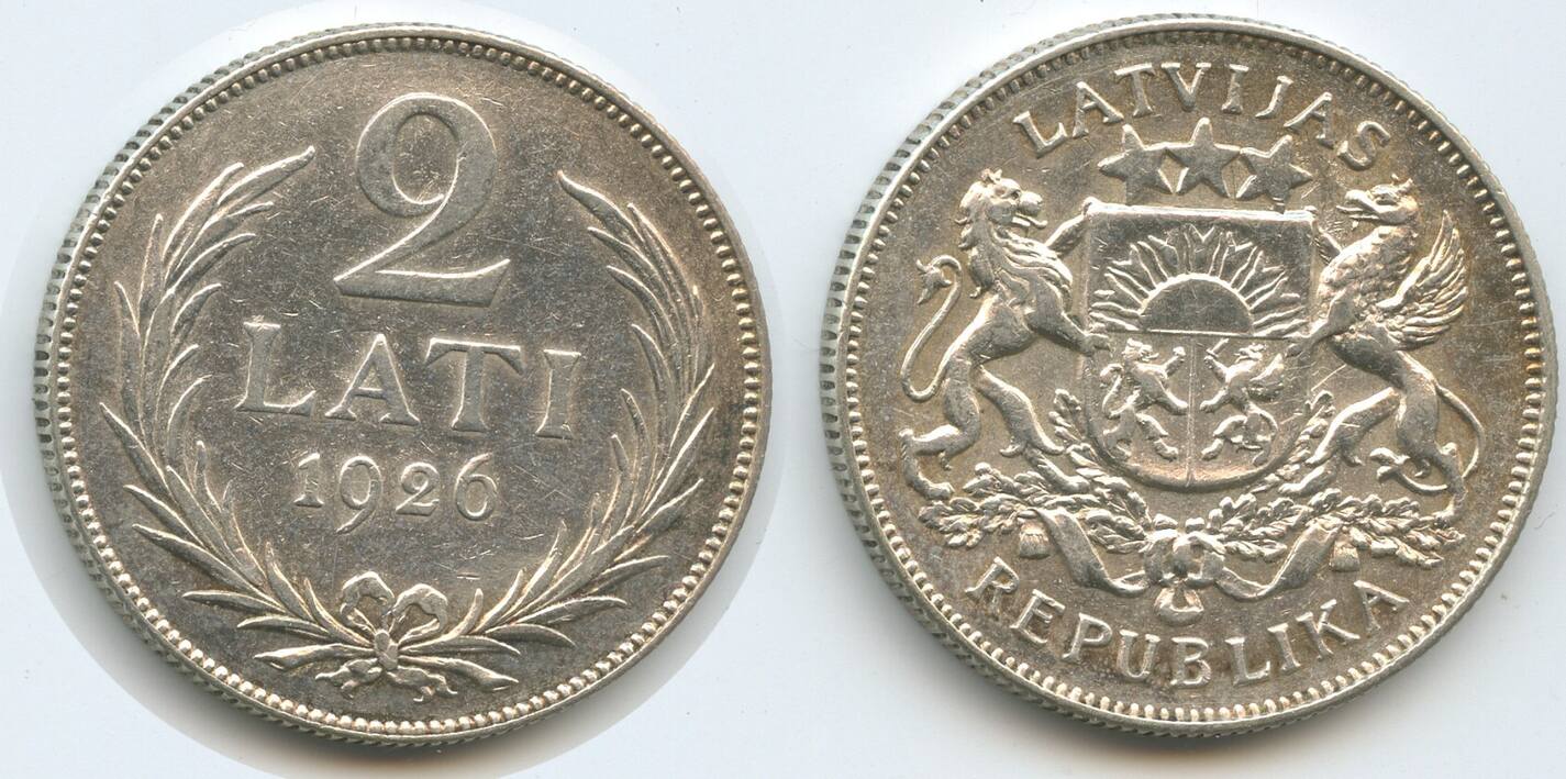 Lettland 2 Lati 1926 H0121 - Latvia Latvijas Republika Vorzüglich ...