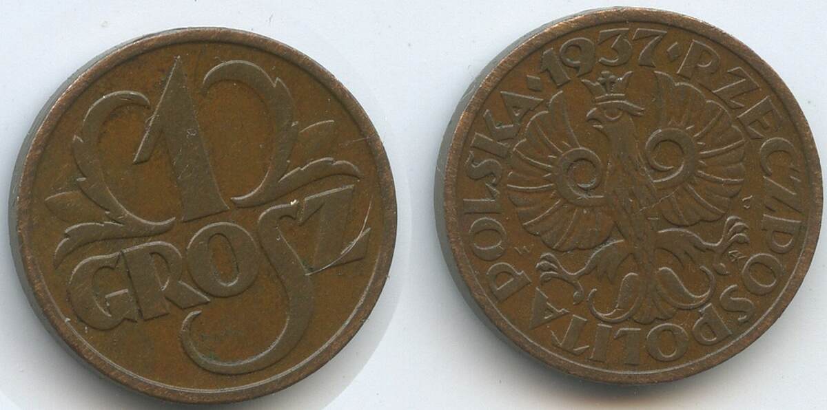 Polen 1 Grosz 1937 G9699 - Poland Polskich Polska Fast Vorzüglich | MA-Shops