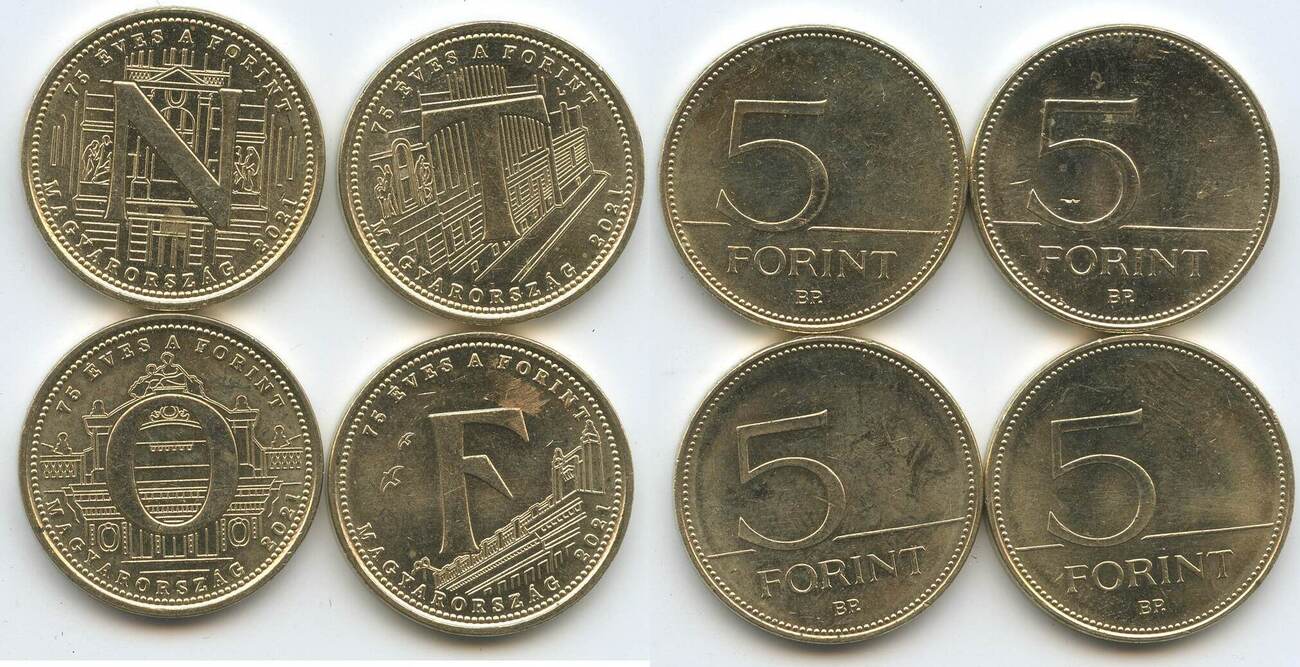 Ungarn 4 x 5 Forint 2021 GS630 - F, O, N, T - 75 Years of the Forint ...