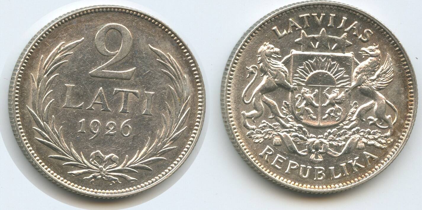 Lettland 2 Lati 1926 H0252 - Latvia Latvijas Republika Vorzüglich ...
