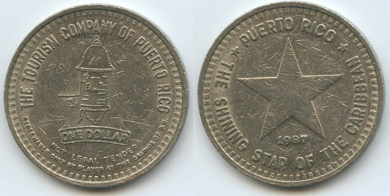 One Dollar Casino Gaming Token 1987 GY711 - The Tourism Company Of ...