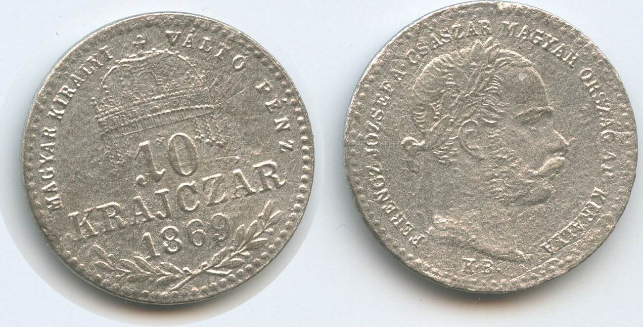 Ungarn Kaiserreich 10 Krajczár 1869 KB Kremnitz H1288 - Franz Joseph I. 1848-1916 Österreich ...