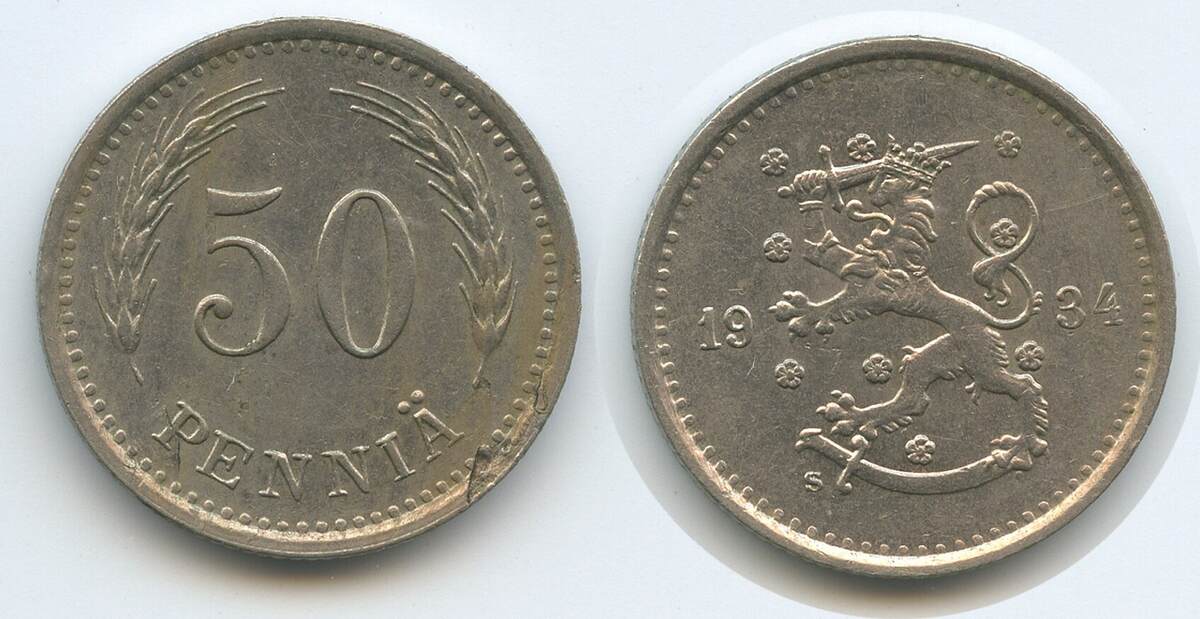 Finnland 50 Penniä 1934 S Helsinki G9735 - Finland Republic Vorzüglich ...