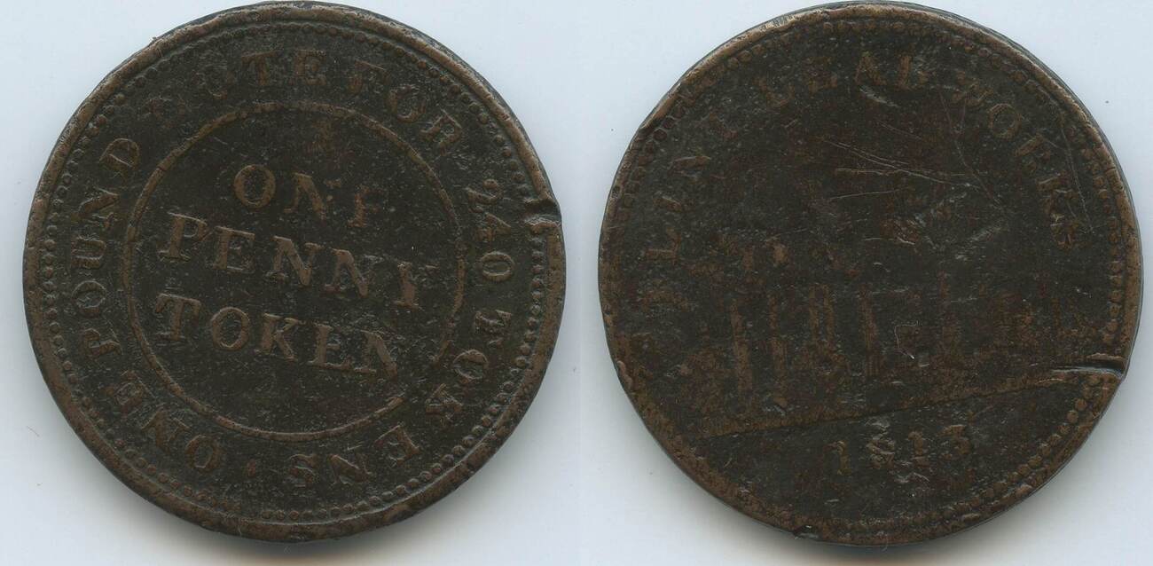 Großbritannien Wales One Penny Token Jeton 1813 M636 - Flint Lead Works ...