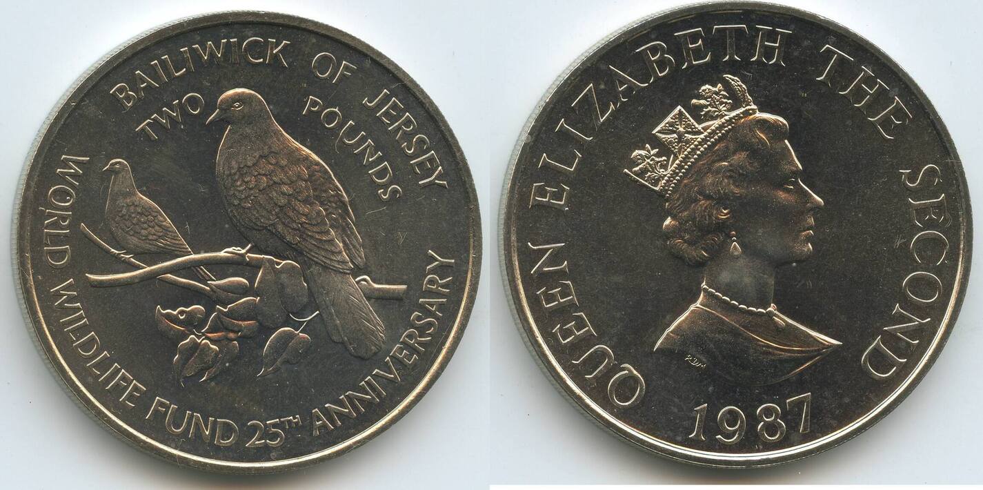 Jersey Two Pounds 1987 GS1084 - Pink Pigeons Tauben - World Wildlife ...