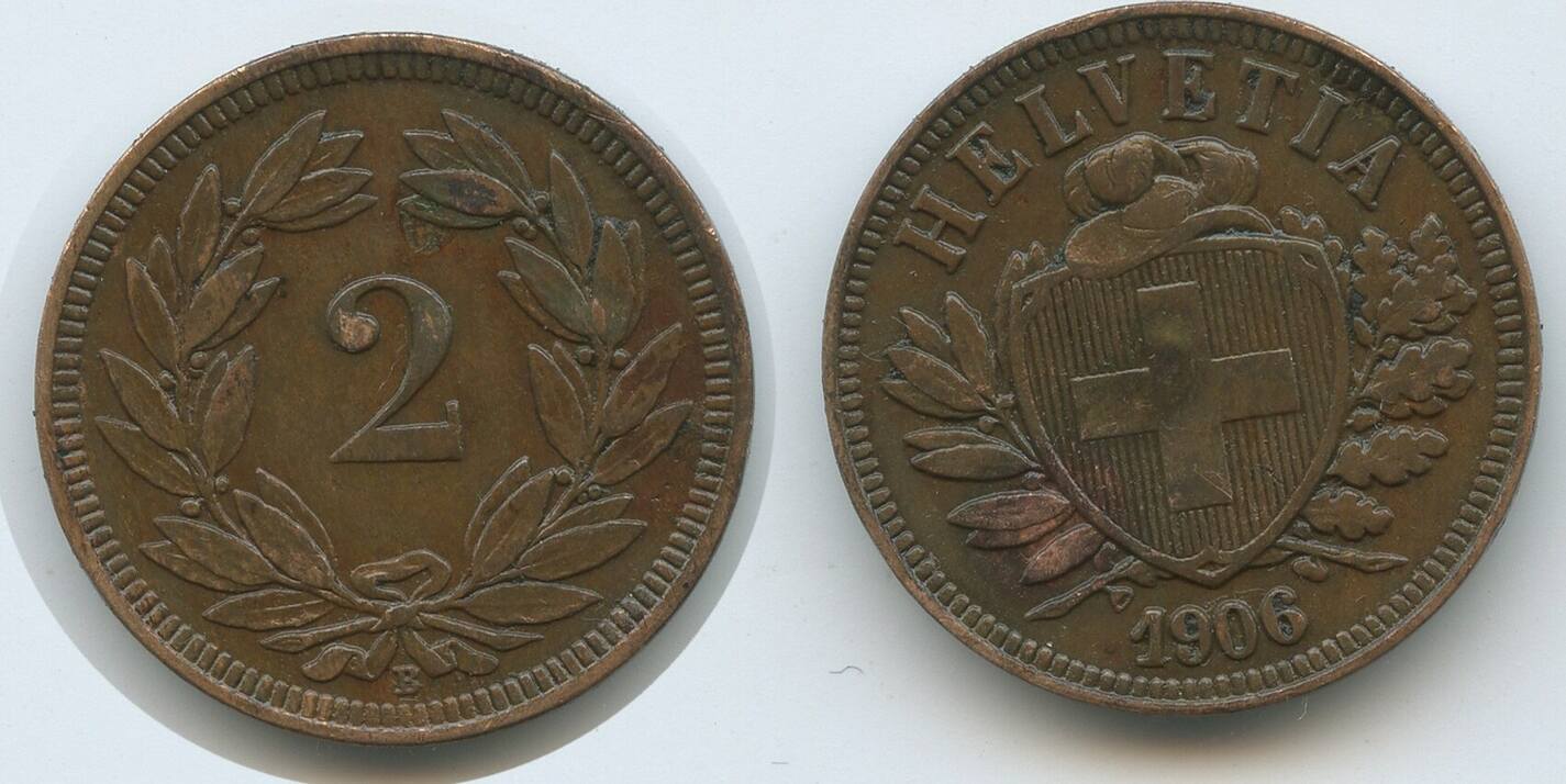 Schweiz Eidgenossenschaft 2 Rappen 1906 B Bern G3299 - RAR Confédération Helvétique Switzerland ...