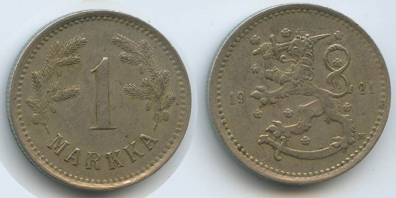 Finnland 1 Markka 1921 H Birmingham G2114 - Finland Suomen Tasavalta ...