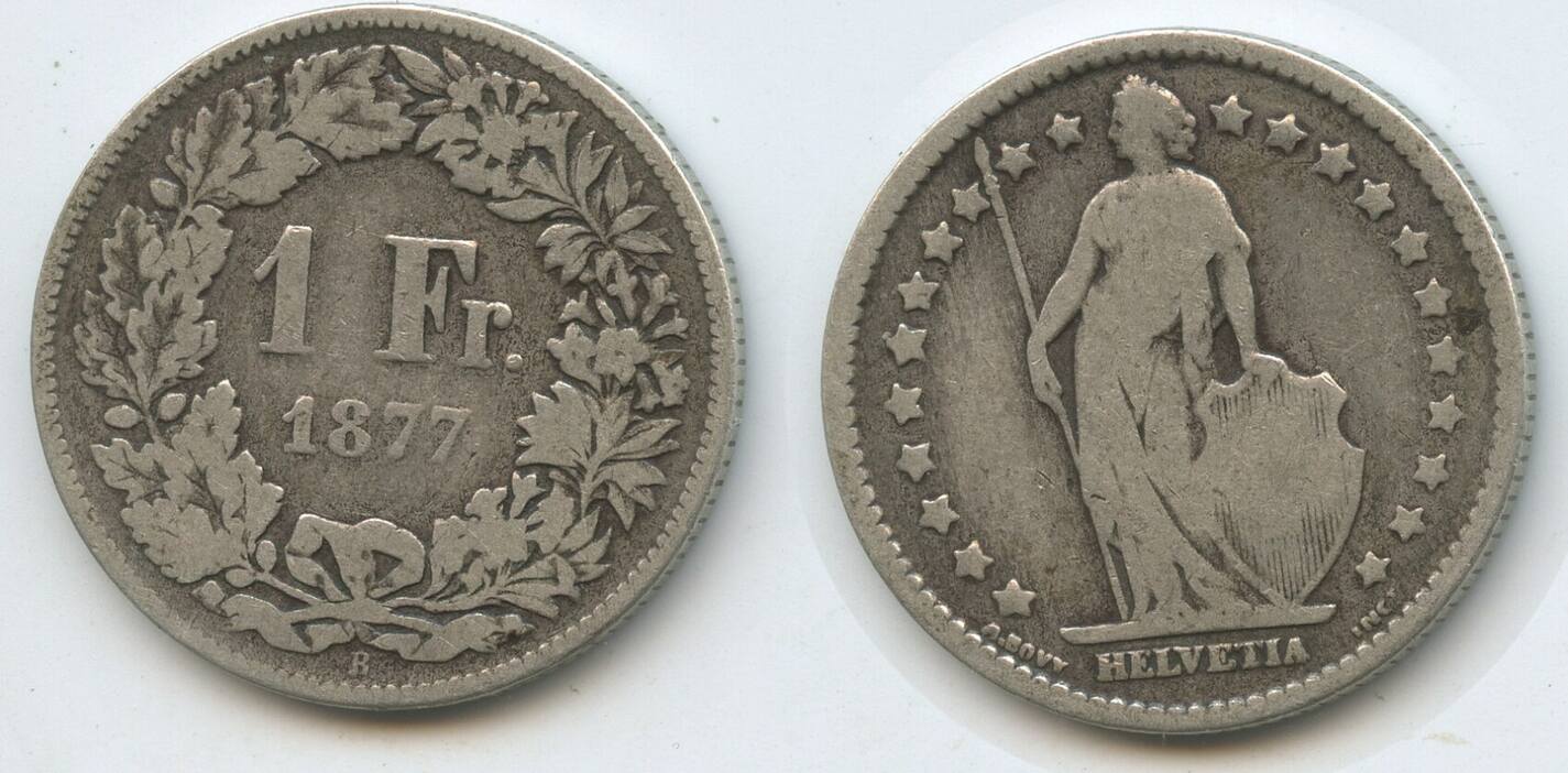 Schweiz Eidgenossenschaft 1 Franken 1877 B Bern H0693 - Helvetia ...