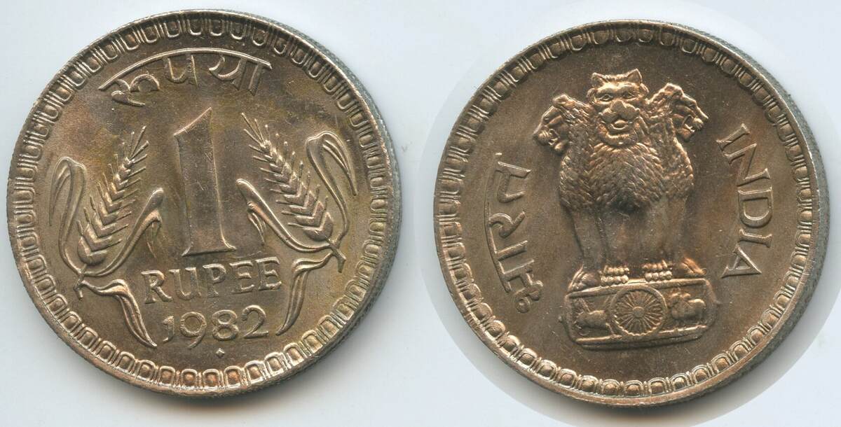 Indien 1 Rupee 1982 G6088 - Ashoka Lion capitol India Fast unzirkuiert ...