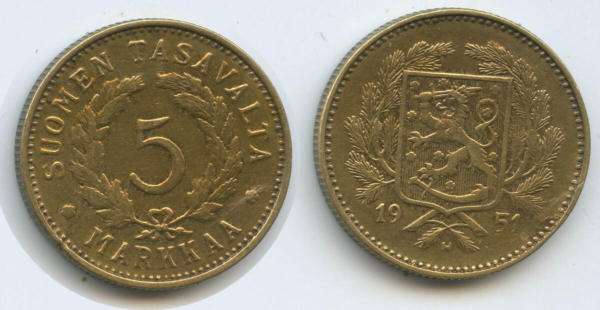 Finnland 5 Markkaa 1951 H G13888 - Finland Suomen Tasavalta Sehr Schön ...