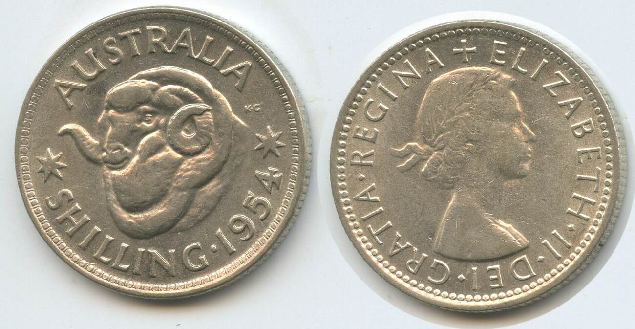 Australien One Shilling 1954 H0706 - Elizabeth II. Australia Sehr Schön ...