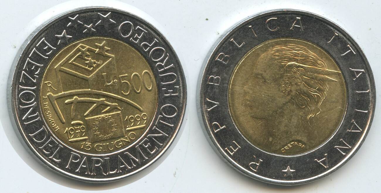 Italien Republik 500 Lire 1999 G4368 - 20th Anniversary of the first Election of European ...