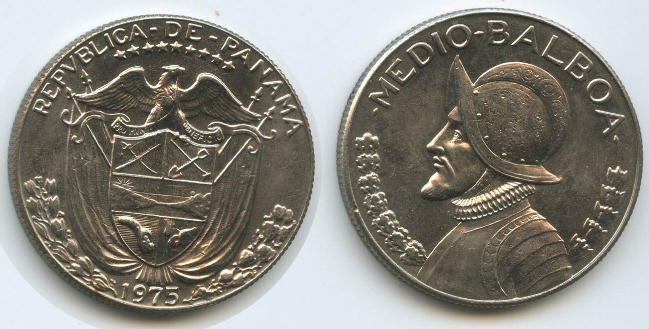 Panama Medio Balboa (½ Balboa) 1975 G2515 - Vasco Núñez de Balboa Fast ...