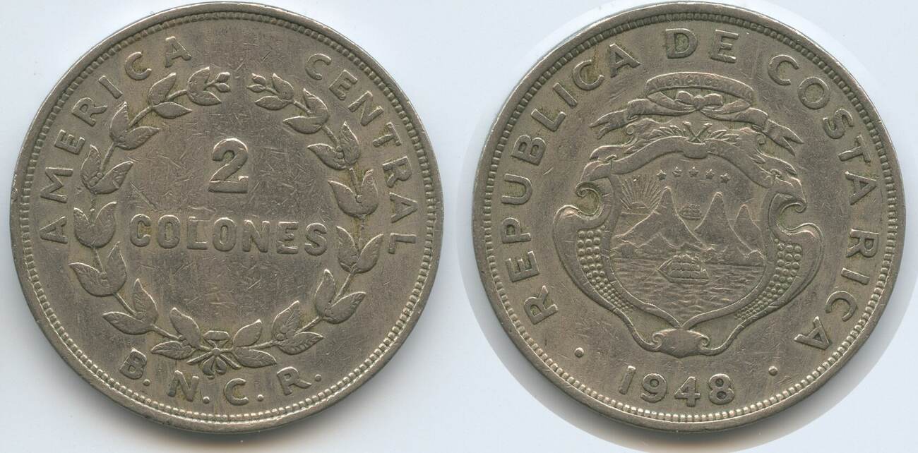 2 Colones 1948 B.N.C.R. G15896 - America Central - Republic of Costa ...
