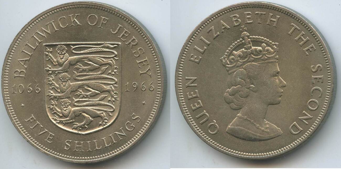 Bailiwick of Jersey 5 Shillings (Five Shilling) 1966 GS409 - Norman ...