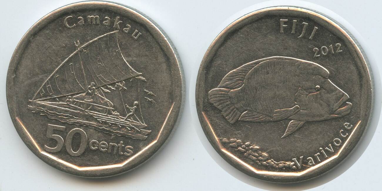 Fidschi 50 Cents 2012 G11807 - Varivoce, Humpheaded Wrasse Camakau ...
