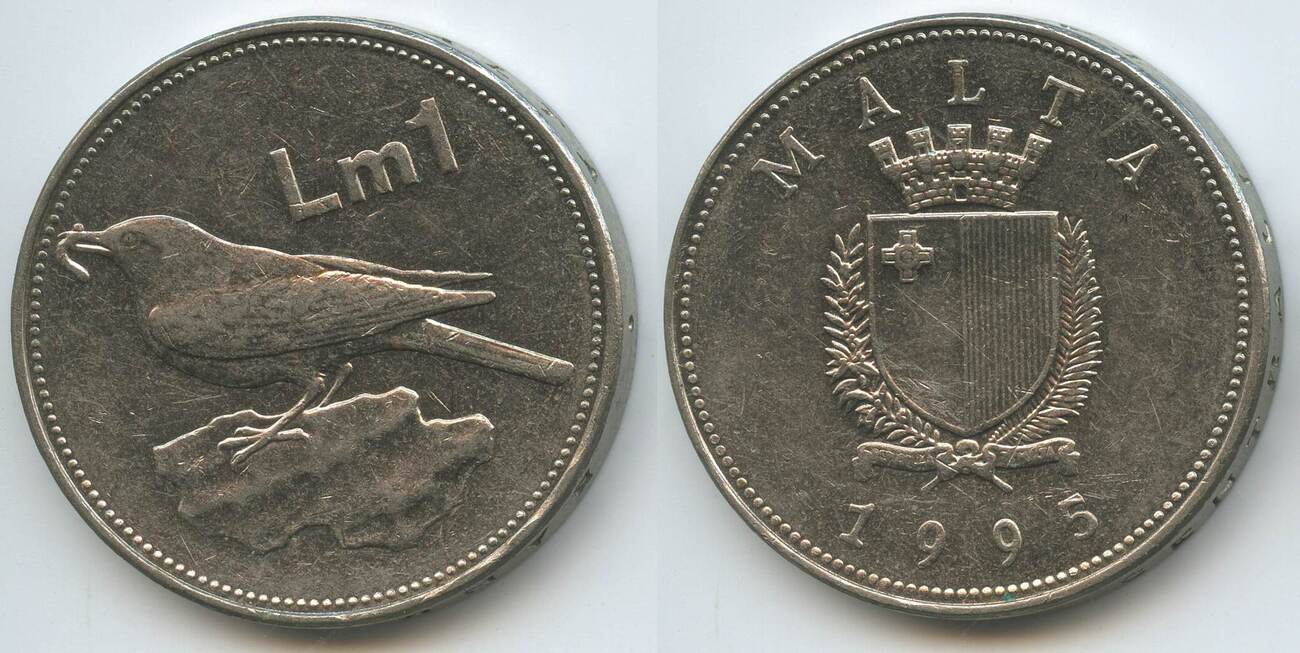 Malta 1 Lira 1995 G3174 - Merill bird (Drossel) Vorzüglich | MA-Shops