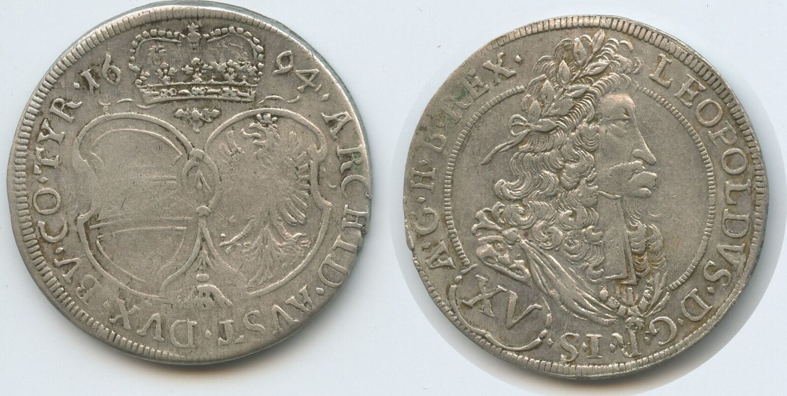 RDR Österreich Hall in Tirol XV Kreuzer 1694 H0092 - RAR Leopold I ...