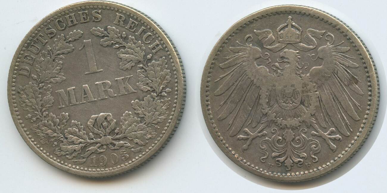 Deutsches Reich Kaiserreich 1 Mark Silber 1908 F Stuttgart G11181 - Germany Empire Wilhelm II ...