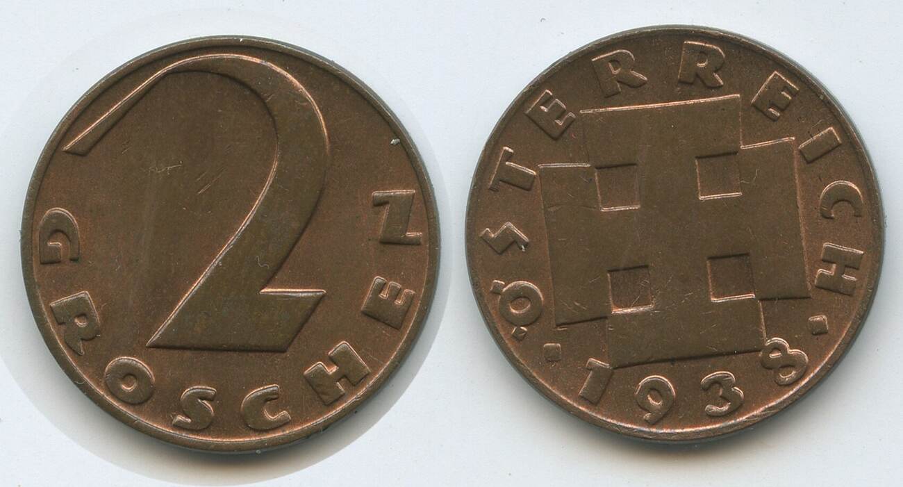 Österreich 2 Groschen 1938 G4237 - RARES JAHR 1. Republik 1918-1938 ...