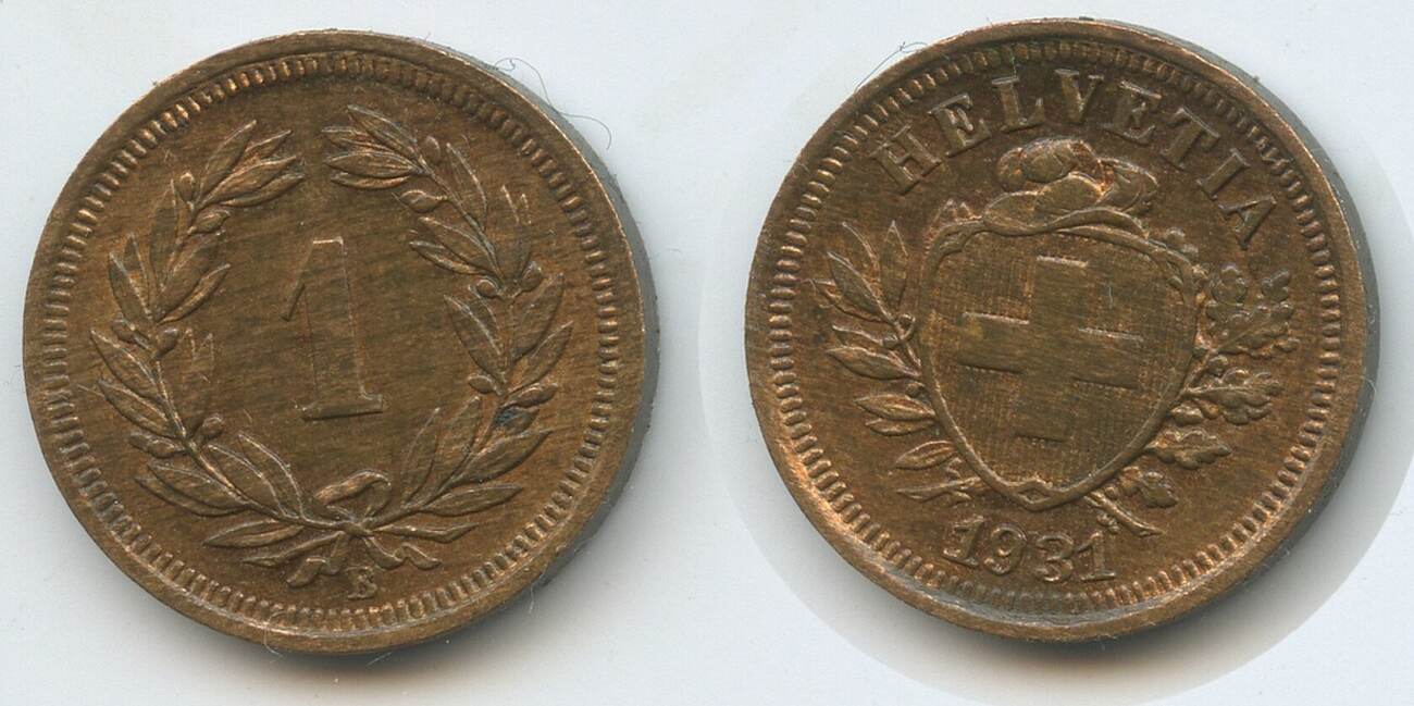 Schweiz Eidgenossenschaft 1 Rappen 1931 B Bern G3306 - Helvetia Confédération Helvétique ...