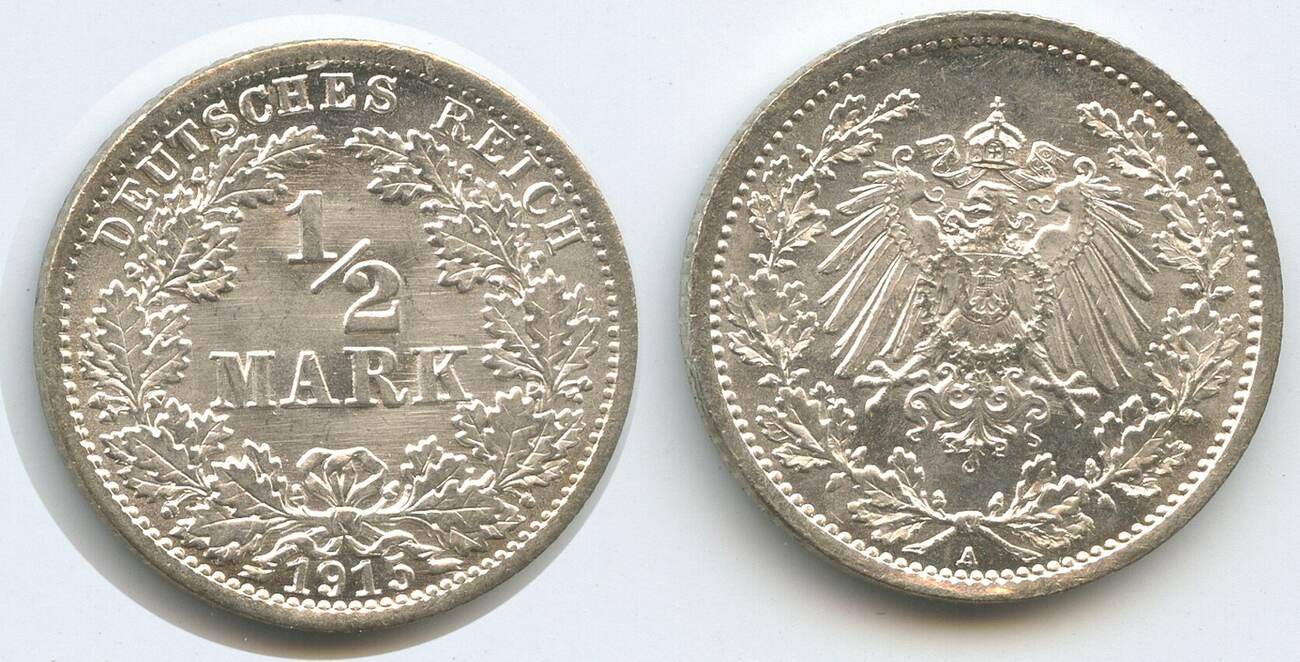 Deutsches Reich Kaiserreich ½ Mark Silber 1915 A Berlin M#6812 - Wilhelm II. Germany Empire Fast ...