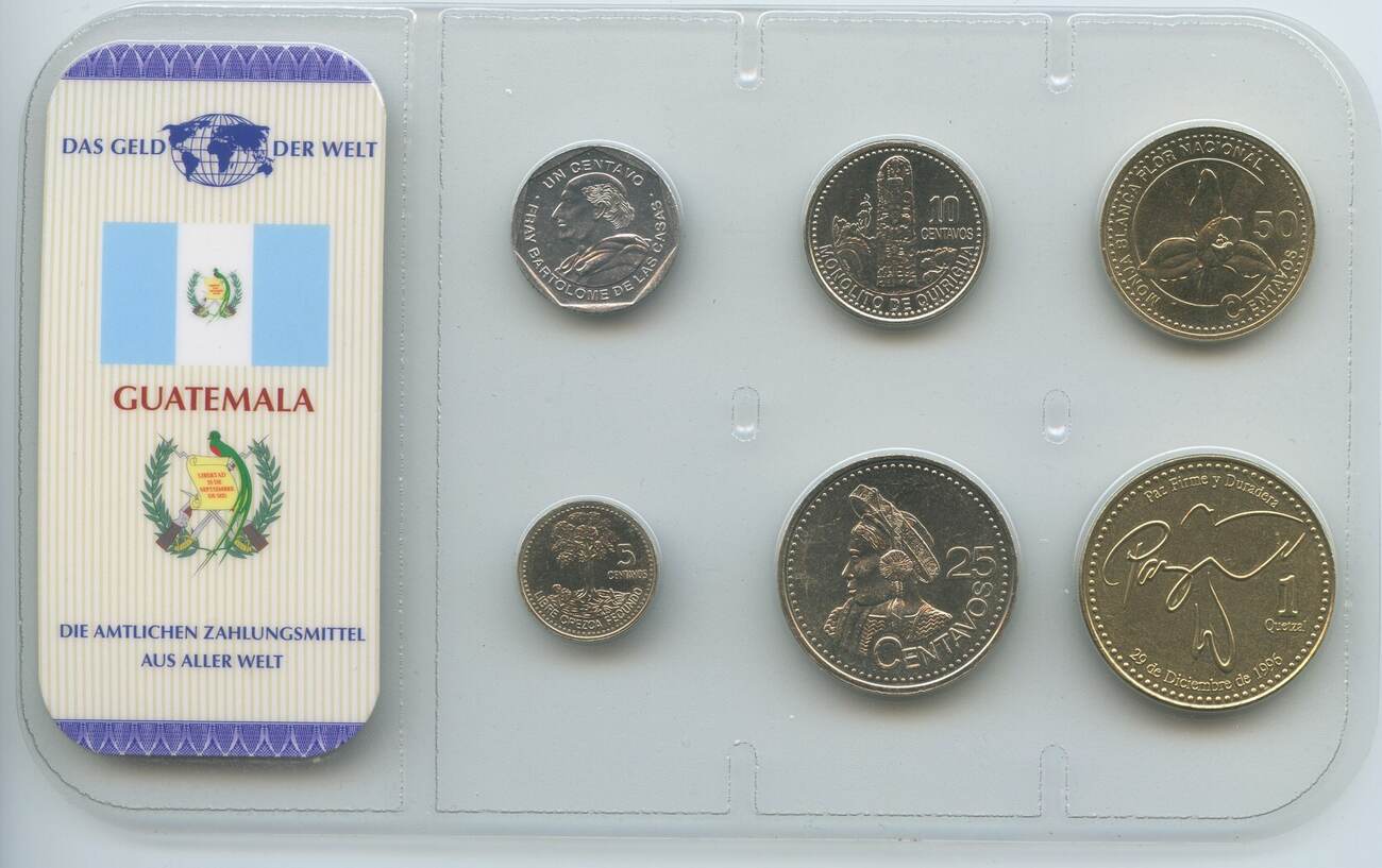 Guatemala Kursmünzensatz 1999-2008 GN739 - KMS 6 Coins Mint Set ...