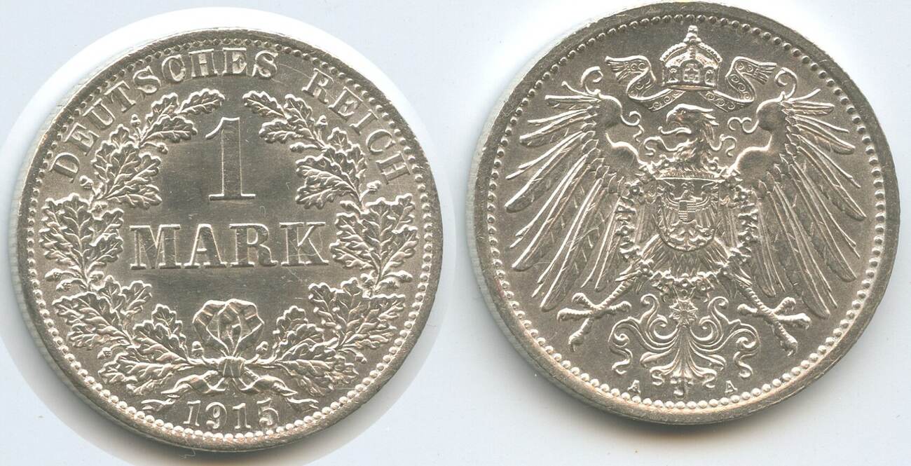 Deutsches Reich Kaiserreich 1 Mark Silber 1915 A Berlin G10670 - Germany Empire Wilhelm II. Fast ...