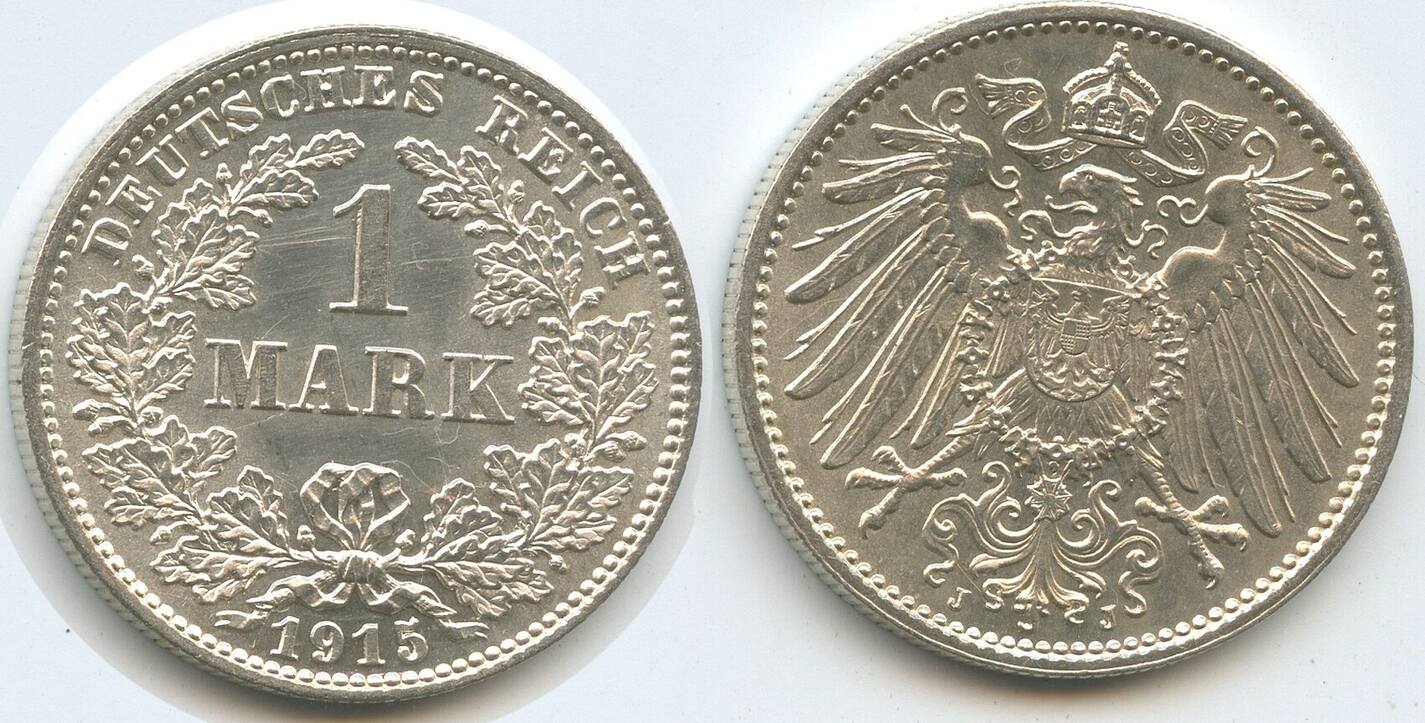 Deutsches Reich Kaiserreich 1 Mark Silber 1915 J Hamburg G10687 - Germany Empire Wilhelm II ...