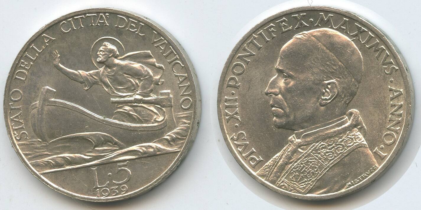 Vatikan 5 Lire 1939-I G1732 - Vatican City Pius XII. 1939-1958 Vorzüglich + | MA-Shops