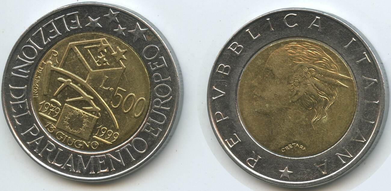 Italien Republik 500 Lire 1999 G2000e - 20th Anniversary of the first Election of European ...