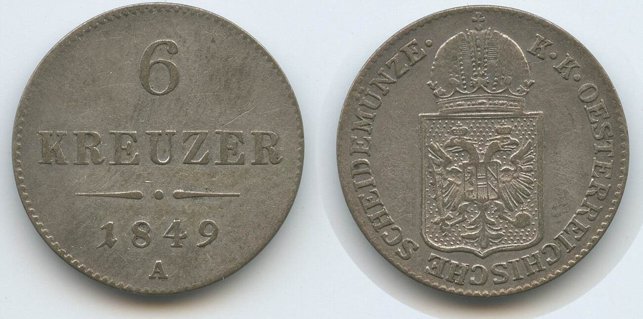 Österreich Kaiserreich 6 Kreuzer 1849 A Wien G14893 - Franz Joseph I ...