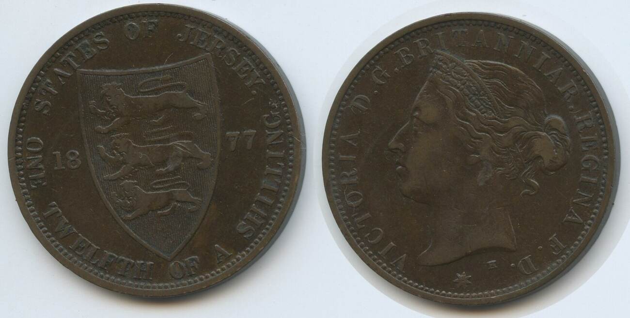 1/12 Shilling 1877 G7499 - Queen Victoria Bailiwick of Jersey Sehr ...