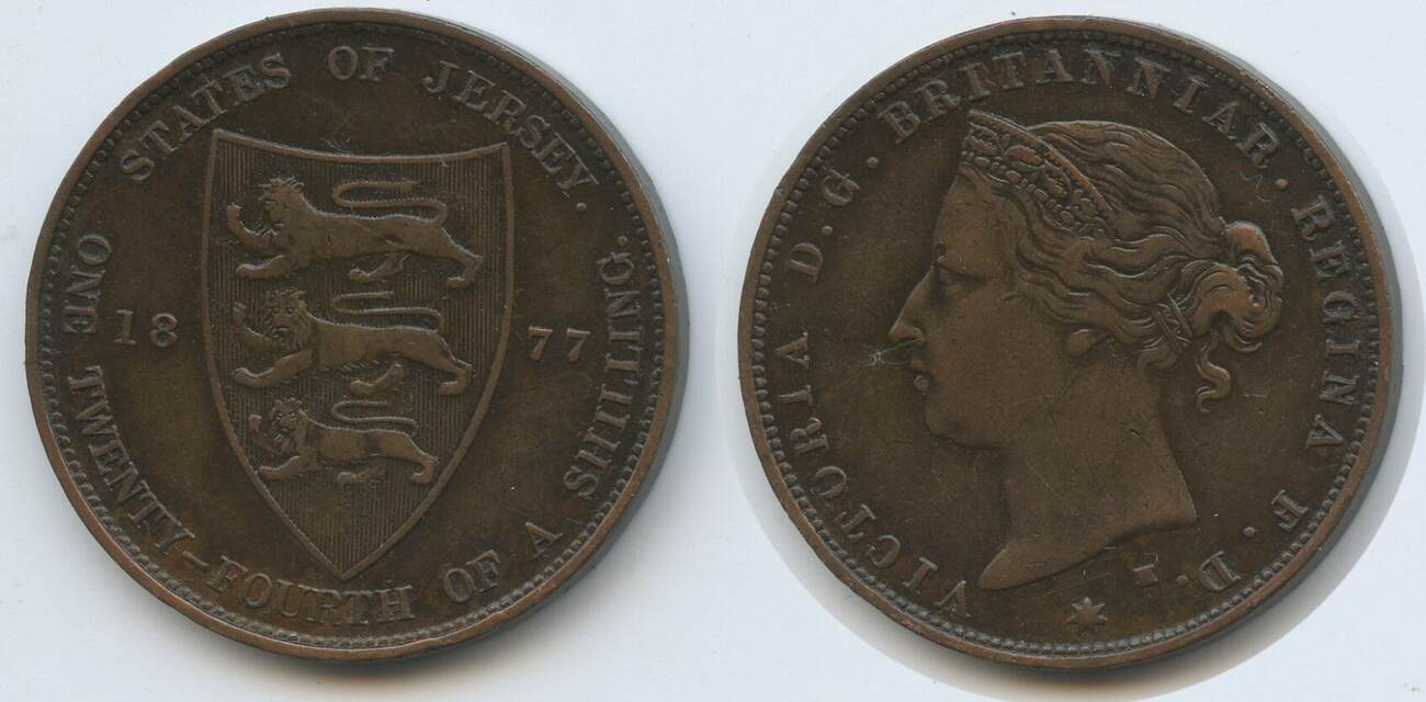 1/24 Shilling 1877 G7796 - Queen Victoria Bailiwick of Jersey Sehr ...