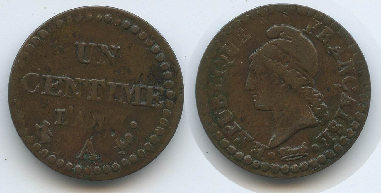 Frankreich Paris Un Centime AN7 A 1798 G15157 - France First Republic ...