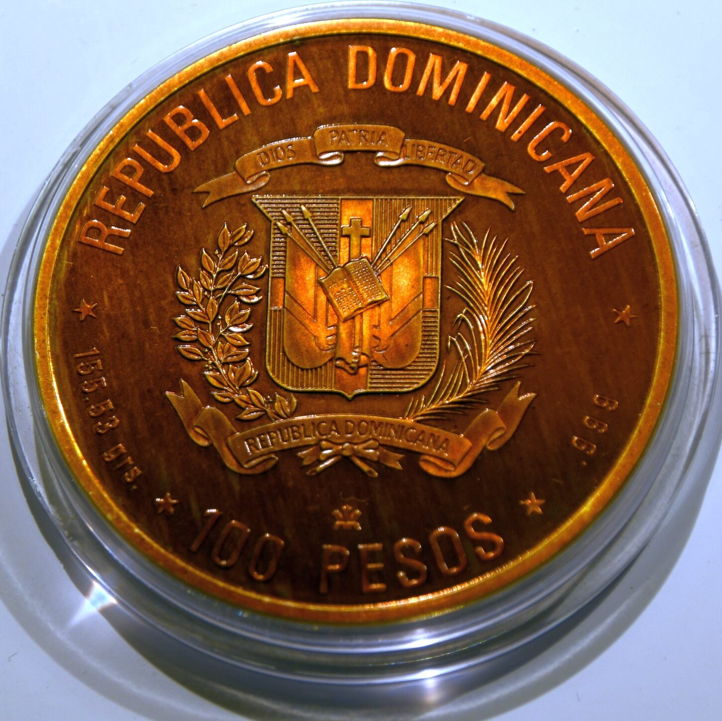 Dominikanische Republik 100 Pesos Silber 1988 GN428b - Discovery and Evangelization of America ...