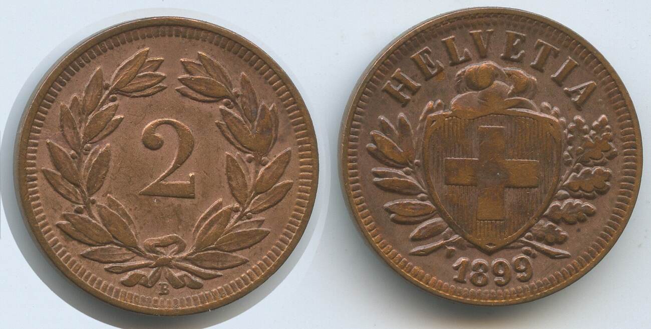 Schweiz Eidgenossenschaft 2 Rappen 1899 B Bern G15042 - Switzerland Confédération Helvétique ...
