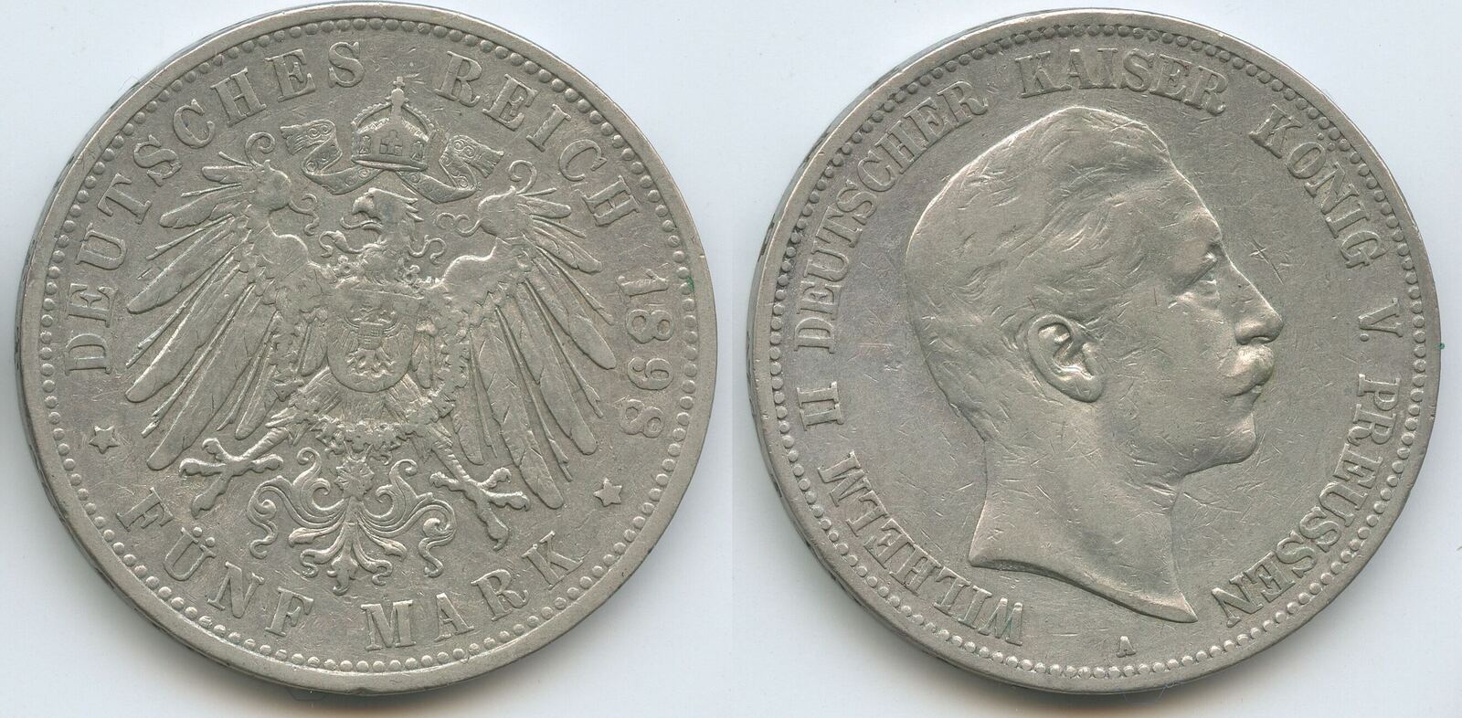 Deutsches Reich Kaiserreich Preussen 5 Mark Silber 1898 A Berlin S0023 - Wilhelm II. 1888-1918 ...