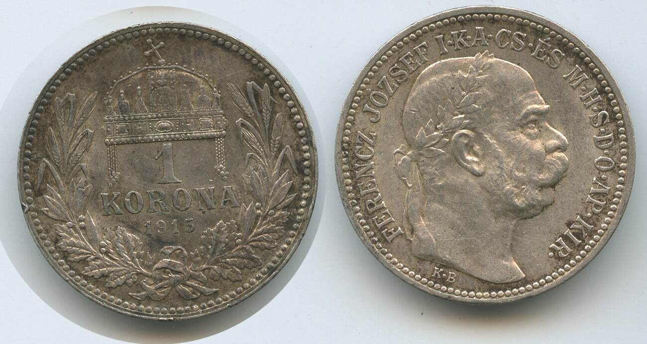 Ungarn Kaiserreich Österreich 1 Korona Silber 1915 KB Kremnitz G5733 - Franz Joseph I.1848-1916 ...