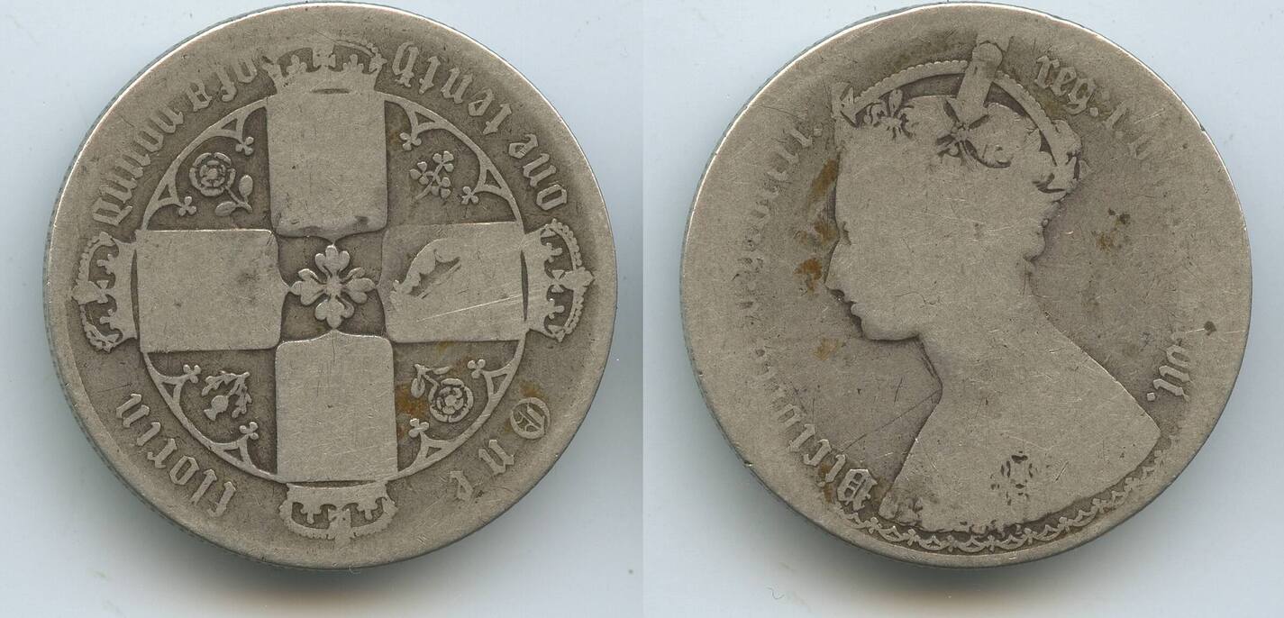 Großbritannien One Florin Silber 1857 * H0812 - Gothic type - Victoria ...