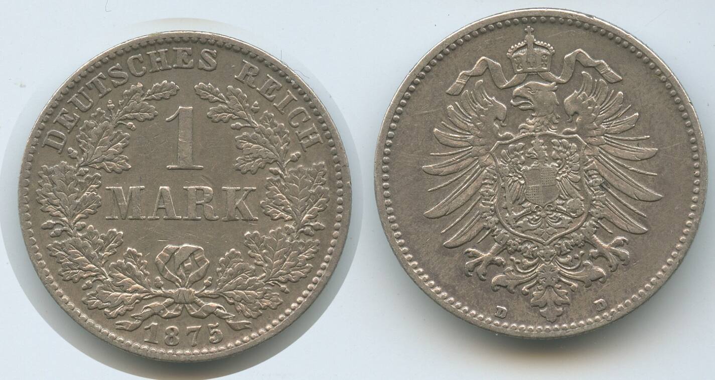 Deutsches Reich Kaiserreich 1 Mark Silber 1875 D München G10218 ...