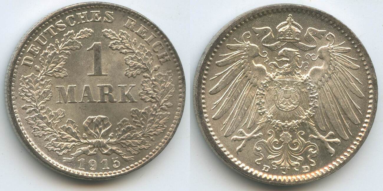 Deutsches Reich Kaiserreich 1 Mark Silber 1915 D München G11236 - Germany Empire Wilhelm II ...