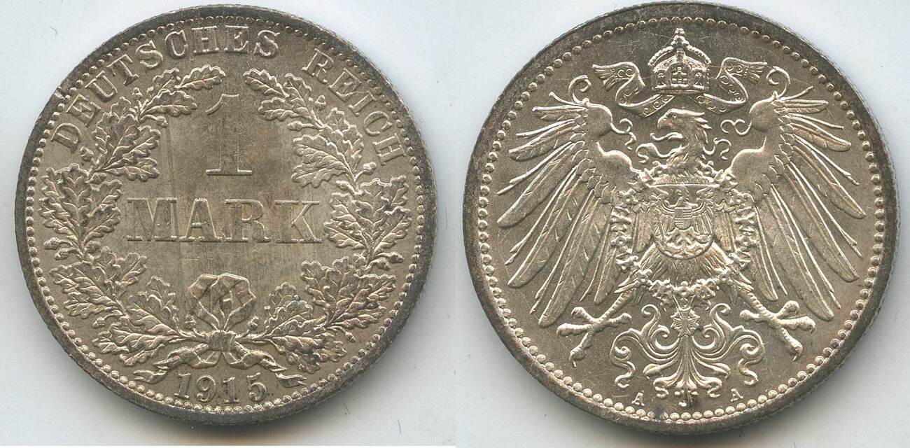 Deutsches Reich Kaiserreich 1 Mark Silber 1915 A Berlin G11239 - Germany Empire Wilhelm II. Fast ...