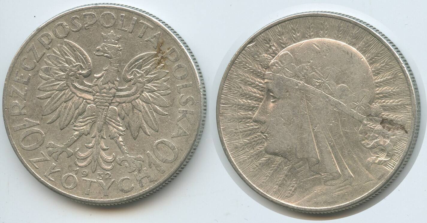Polen 10 Zlotych (10 Zloty) Silber 1932 H0974 - Polonia Queen Jadwiga Polskich Polska First ...