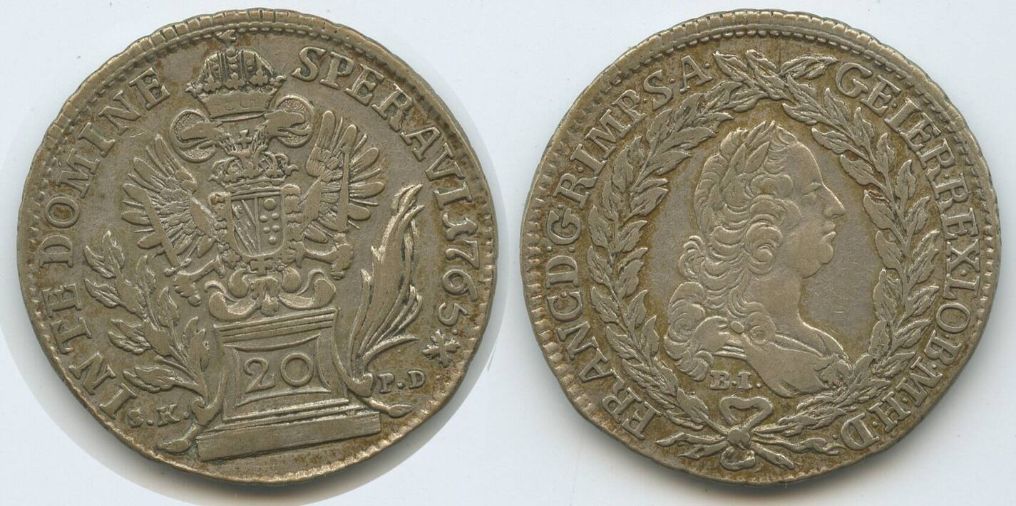 RDR Österreich Ungarn Kremnitz 20 Kreuzer Silber 1765 BP SK-PD H0902 - Franz I. 1745-1765 ...