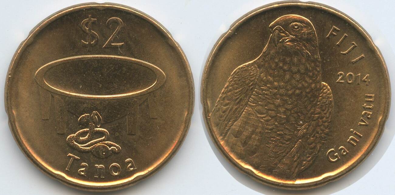 Fidschi 2 Dollars 2014 G7581 - Tanoa Peregrine Falcon Falke Fiji ...
